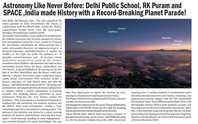 Astronomy like never before : Delhi Public School, RK Puram and SPACE ...